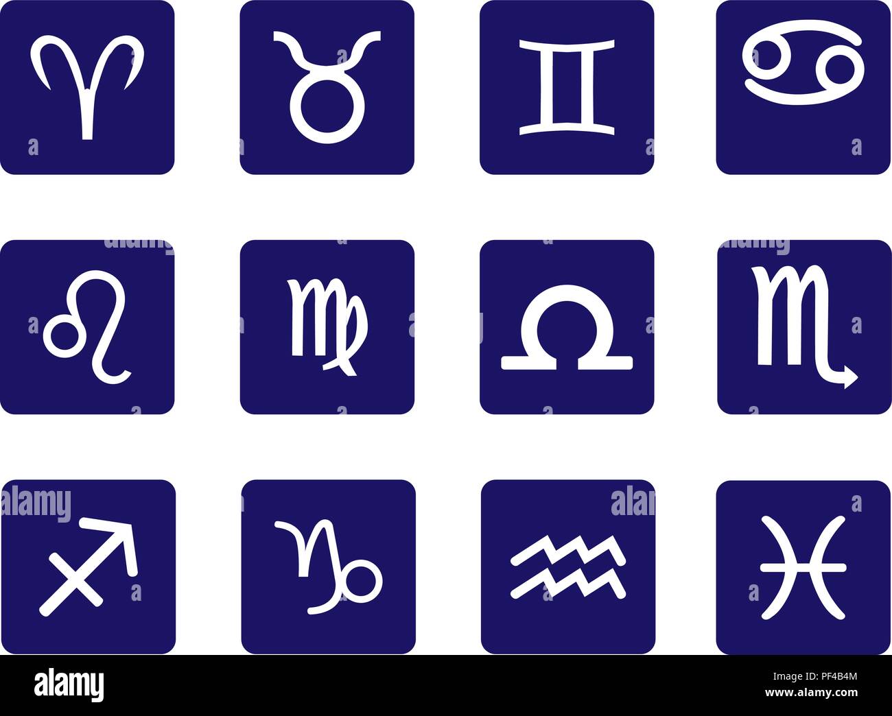 On the blue square zodiac signs icons, flat image Stock Vector Image ...