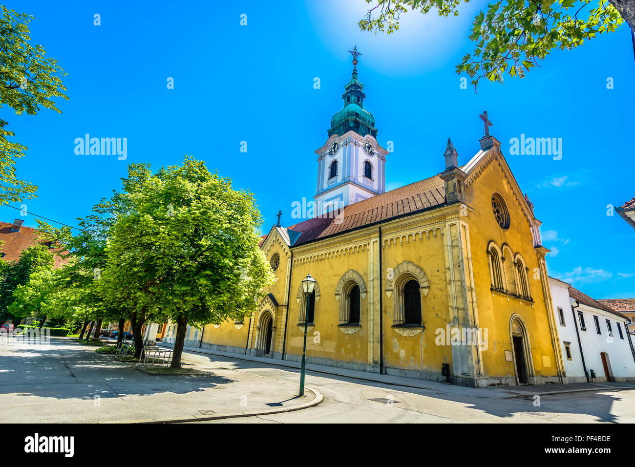 Scenic view at colorful architecture in Central Croatia, Karlovac ...