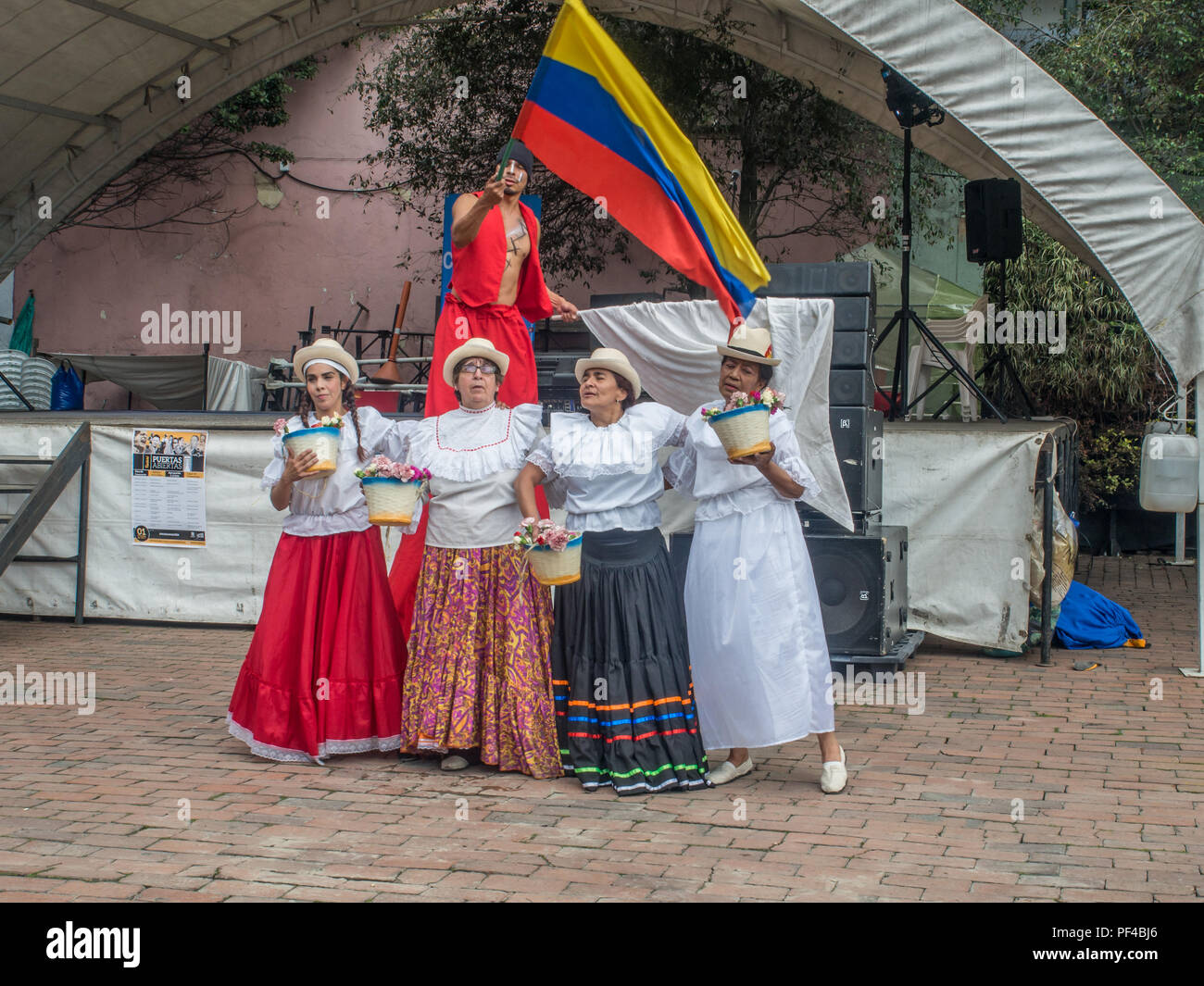 Bogota, Colombia - September 09, 2017: Colombian folk dance group with ...