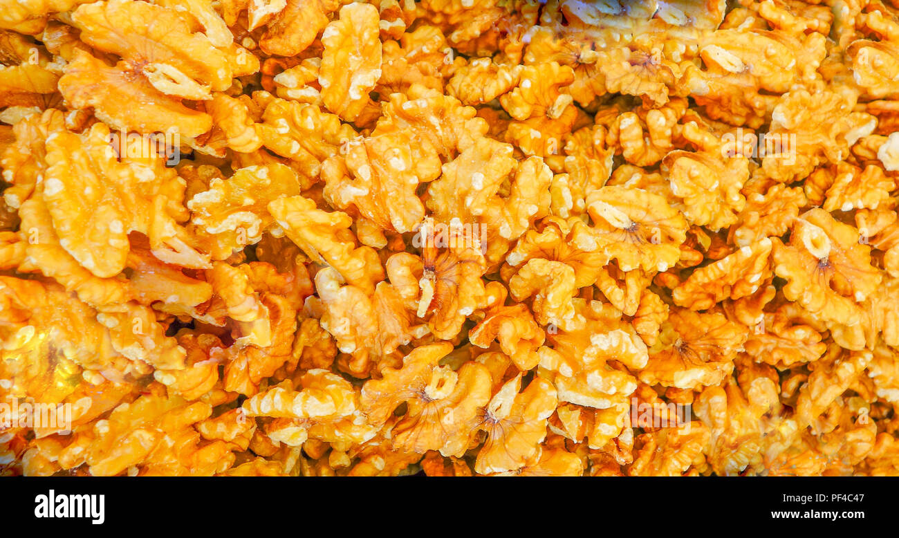 Shelled walnuts on display at food market, Hereford UK Stock Photo - Alamy