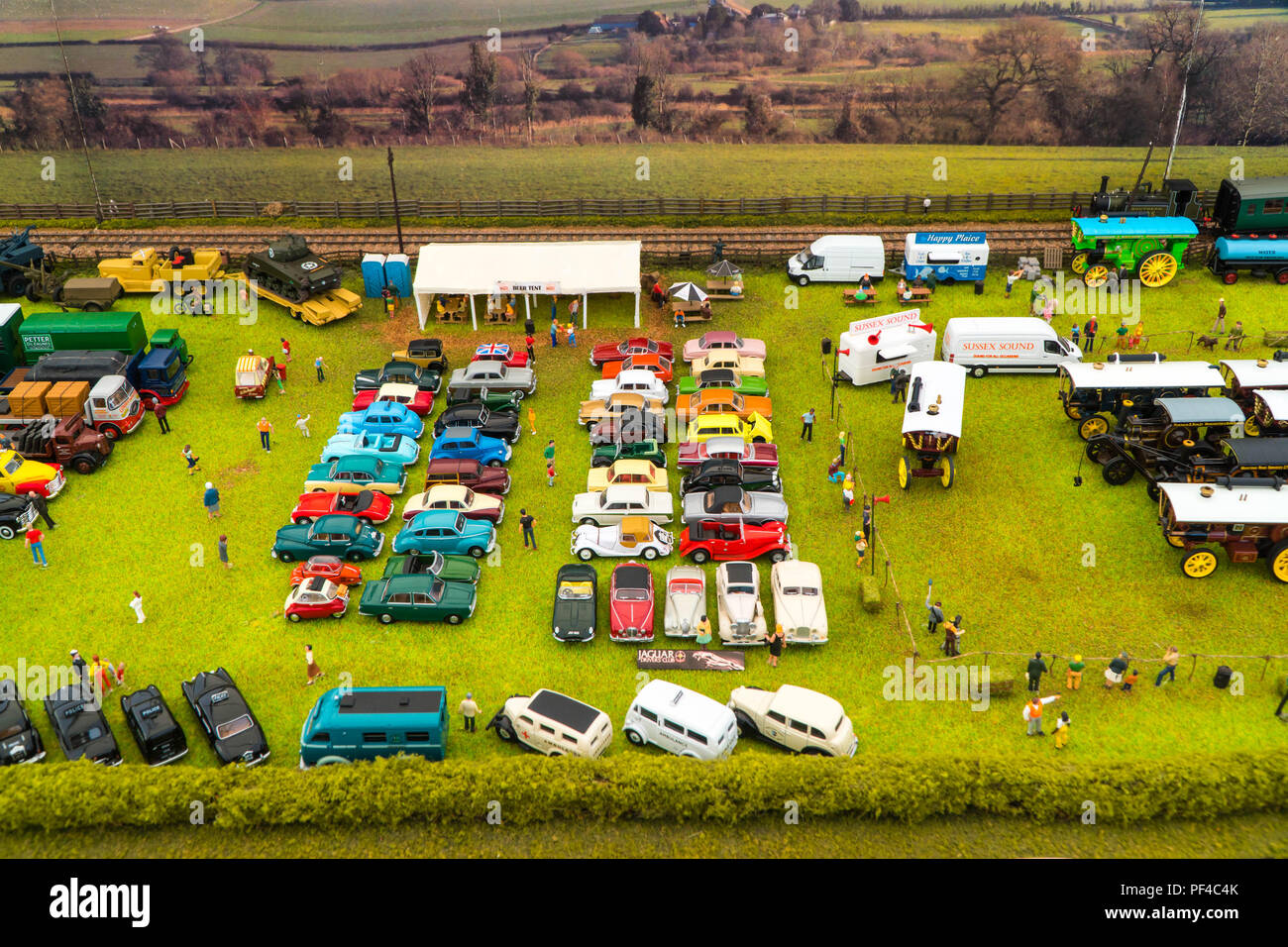 Model fairground with ghost train, ferris wheel and helter scelter ...