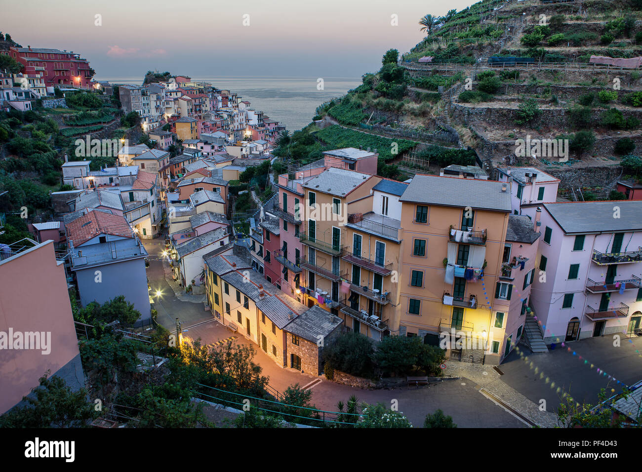 Amazing View Of Manarola at sunset - Cinque Terre, Italy, Europe Stock ...