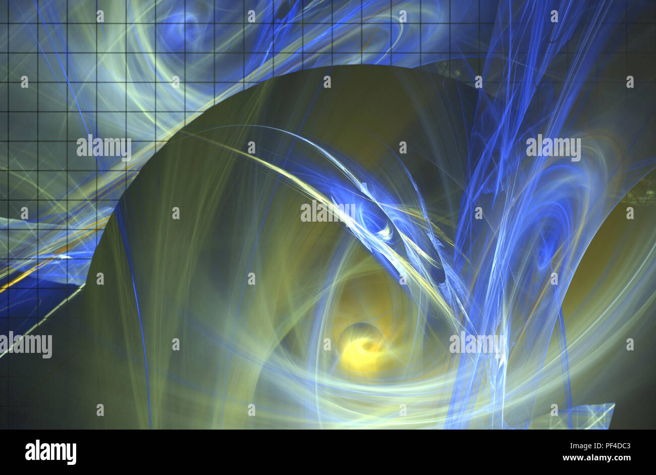 An abstract computer generated modern fractal design on dark background ...