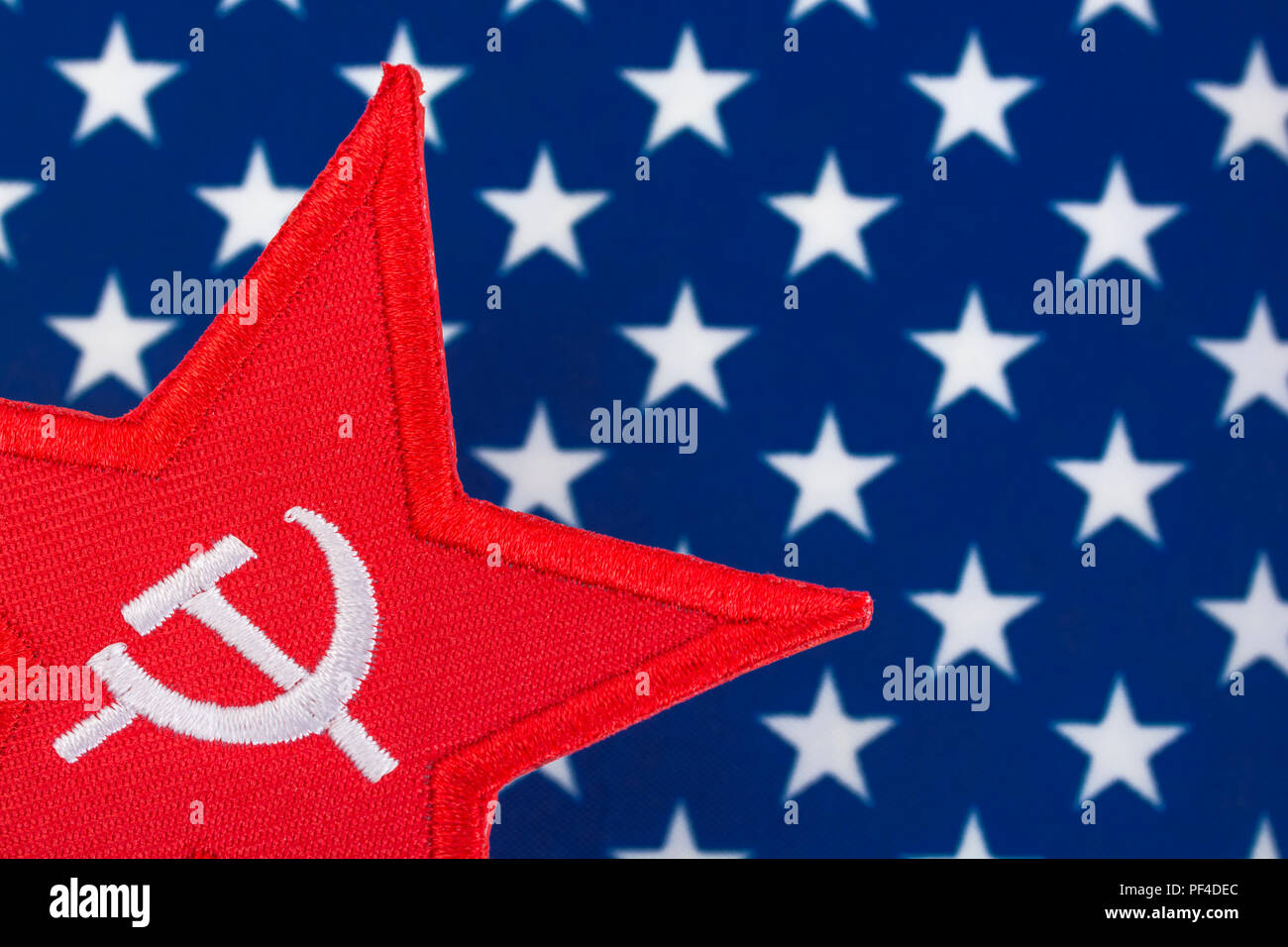 Red Star Hammer and Sickle badge with US / American Stars & Stripes ...