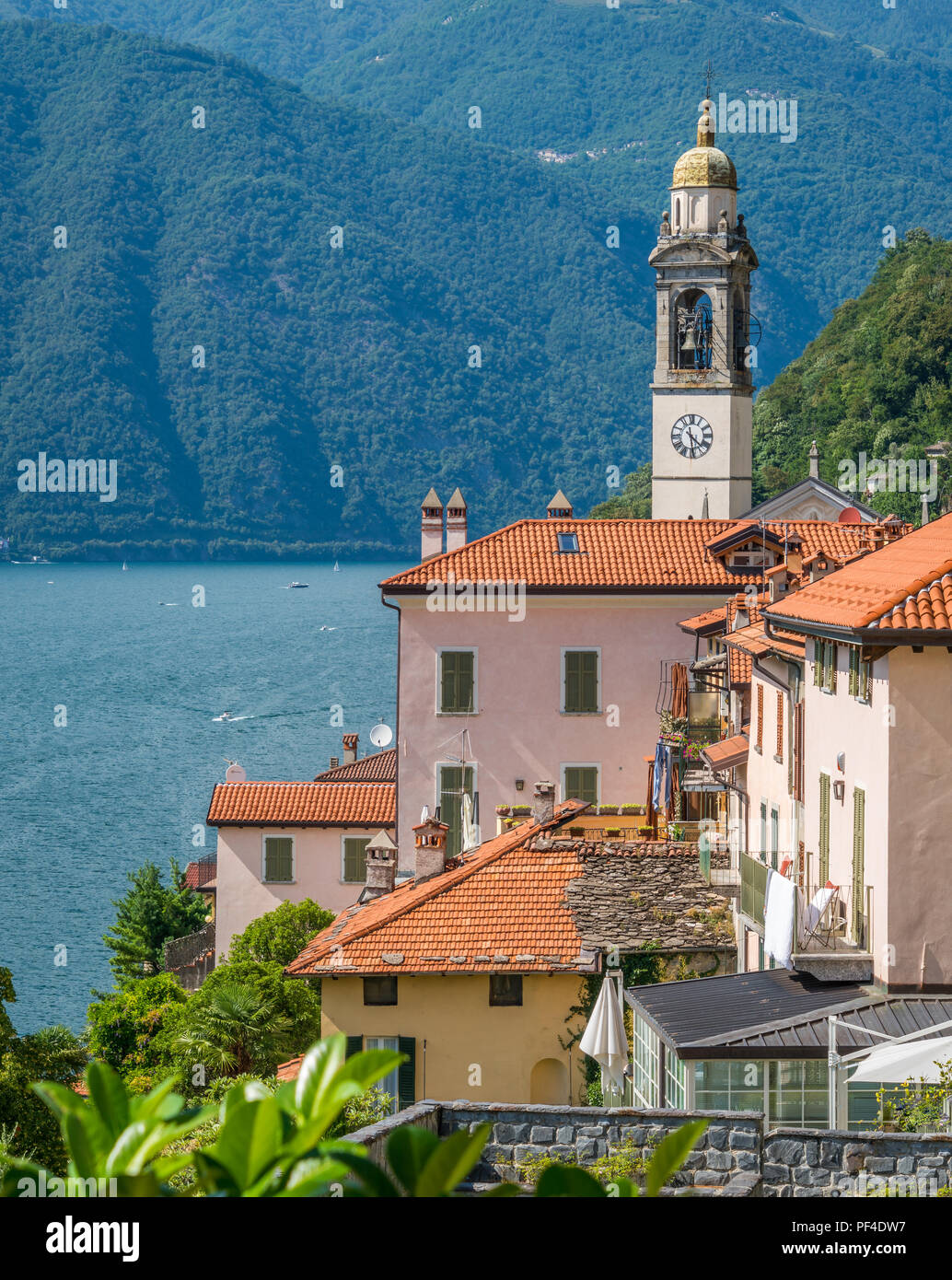 Scenic sight in Nesso, beautiful village on Lake Como, Lombardy, Italy ...
