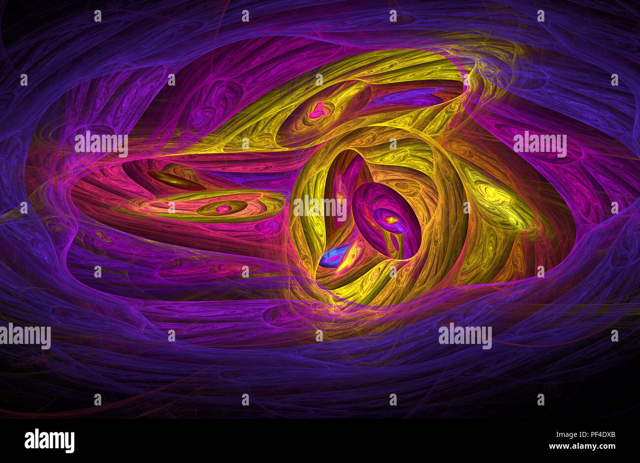 An abstract computer generated modern fractal design on dark background ...