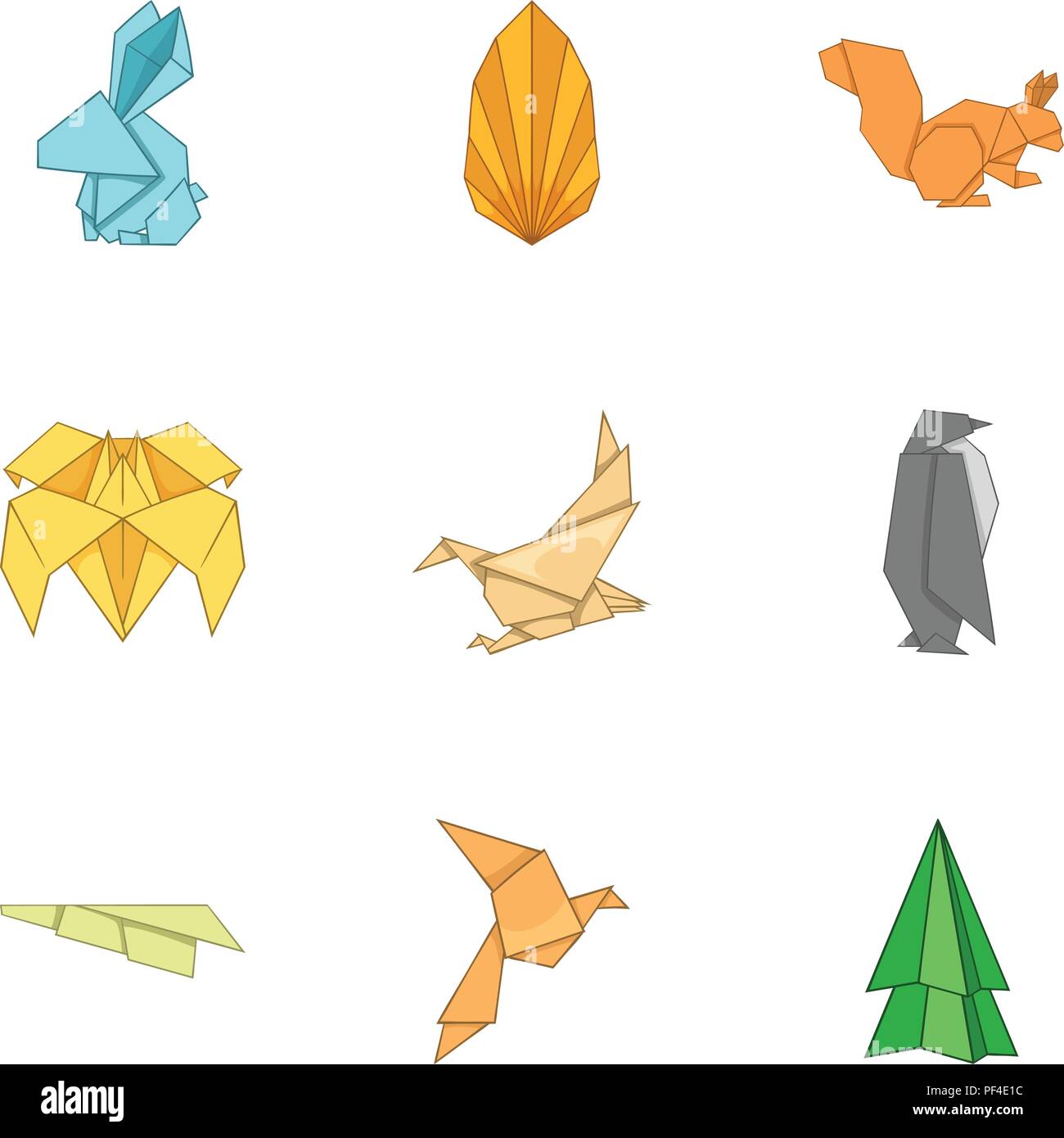 Origami figure icons set, cartoon style Stock Vector Image & Art - Alamy