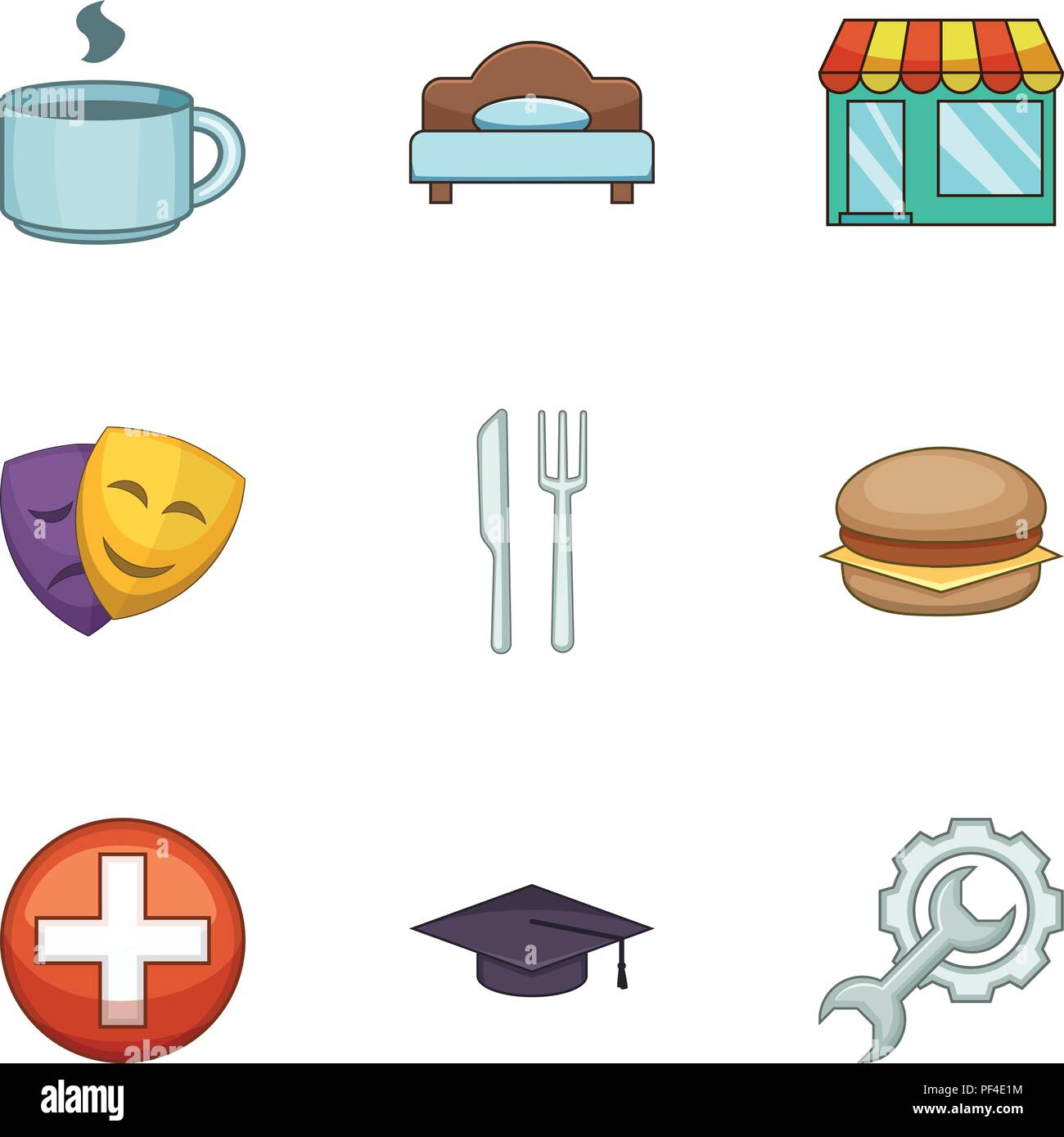 Cozy cafe icons set, cartoon style Stock Vector Image & Art - Alamy