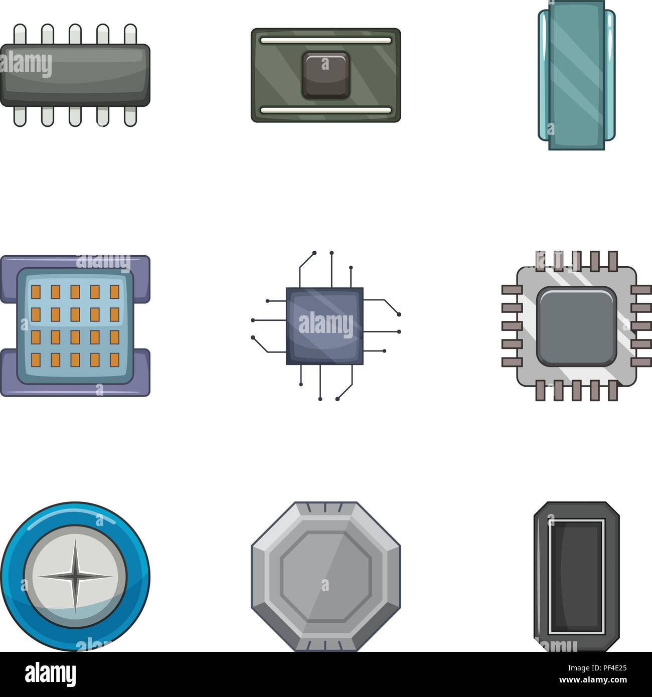 Microprocessor chip icons set, cartoon style Stock Vector Image & Art ...
