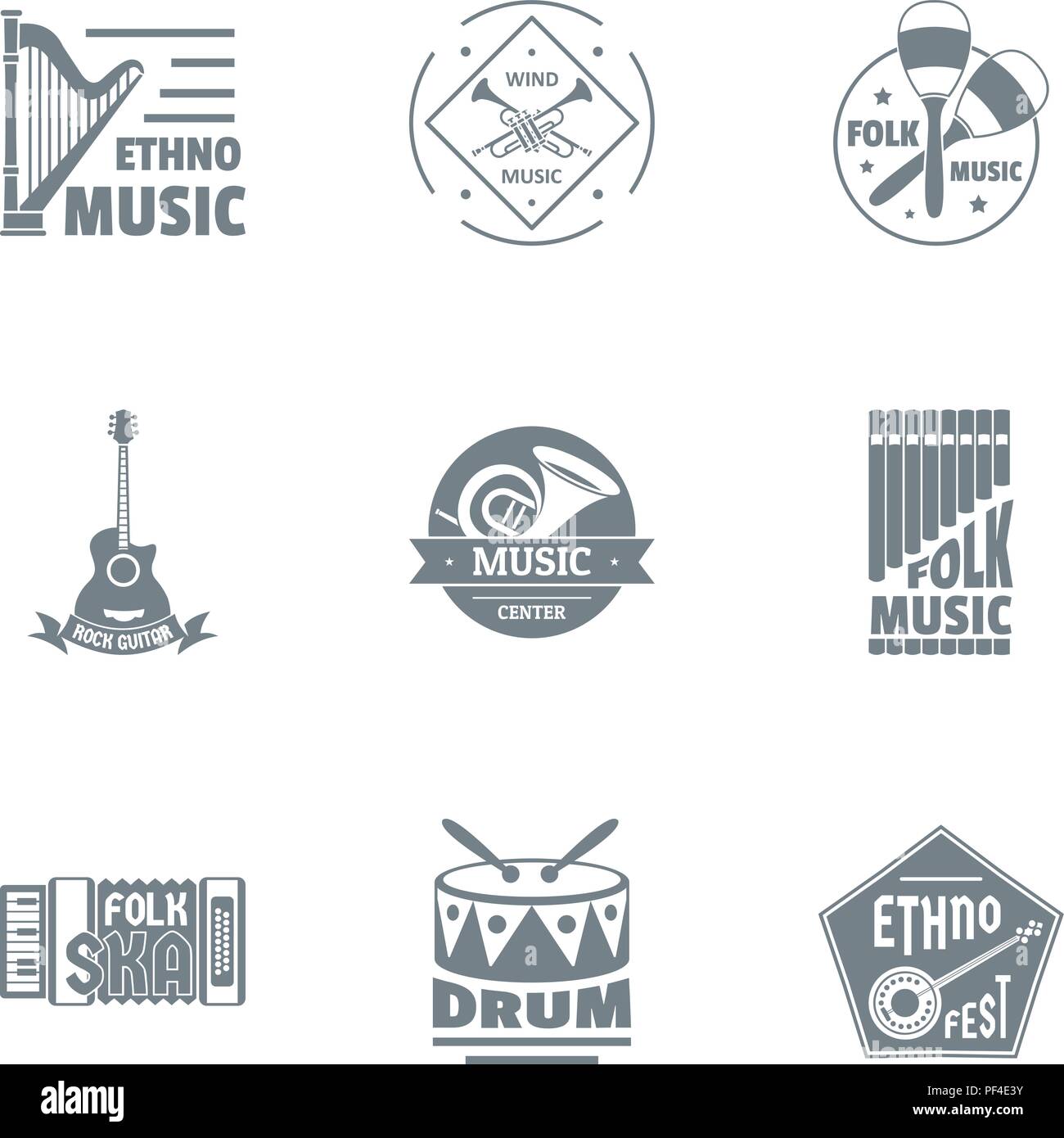 Drum music logo set, simple style Stock Vector Image & Art - Alamy