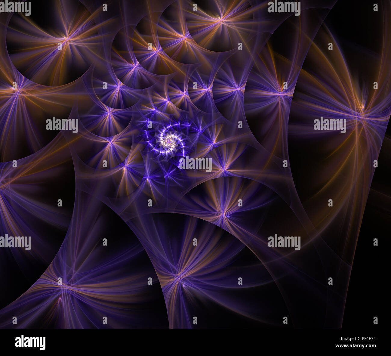 An abstract computer generated modern fractal design on dark background ...