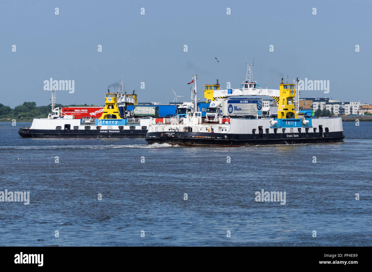 Woolwich Ferry on the River Thames, London, England, United Kingdom, UK ...