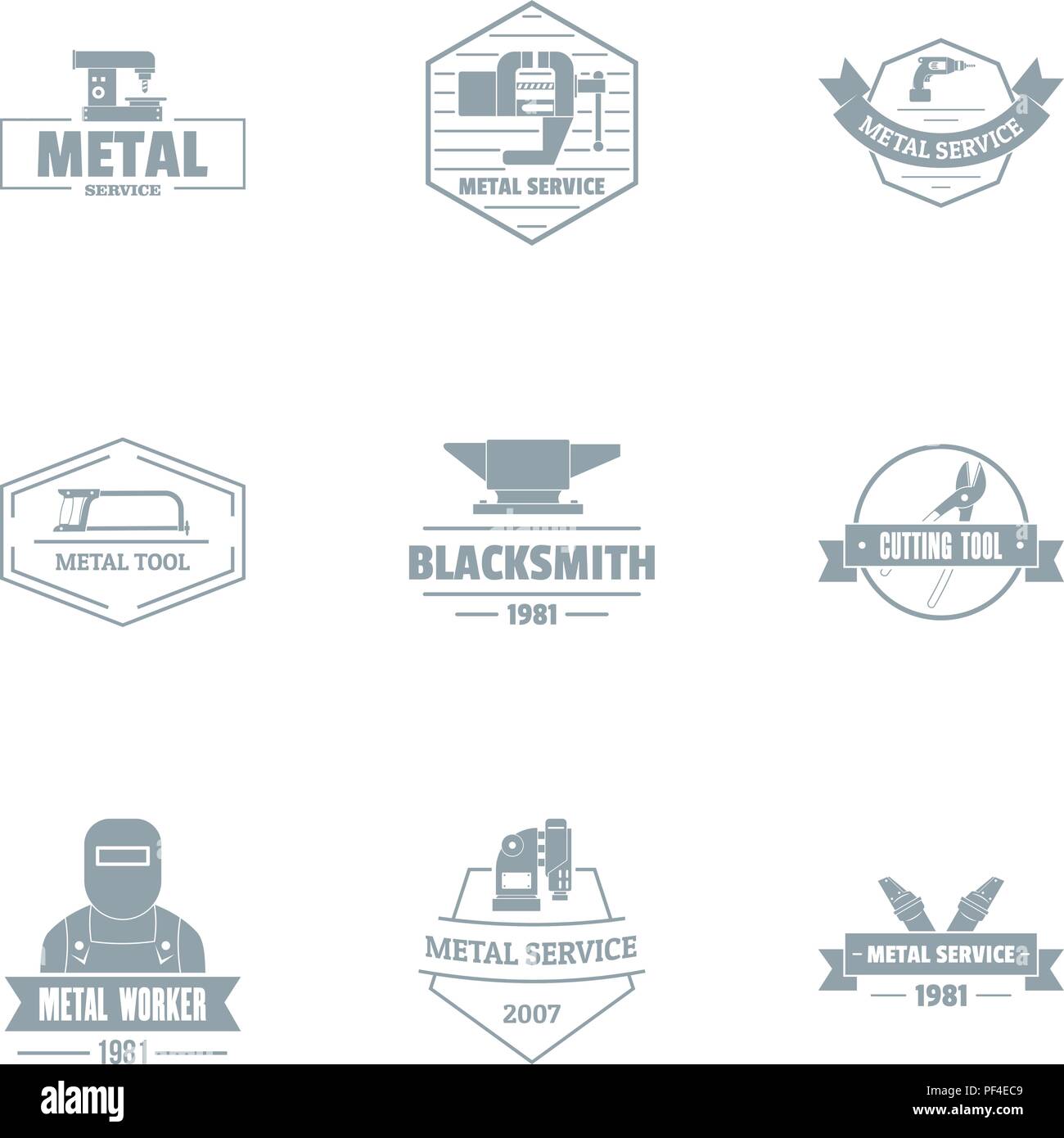Metal job logo set, simple style Stock Vector Image & Art - Alamy