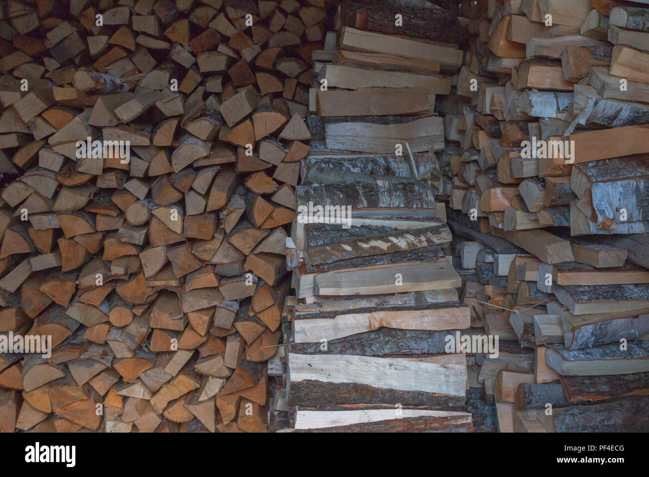 The wood chopped up are in a stack Stock Photo - Alamy