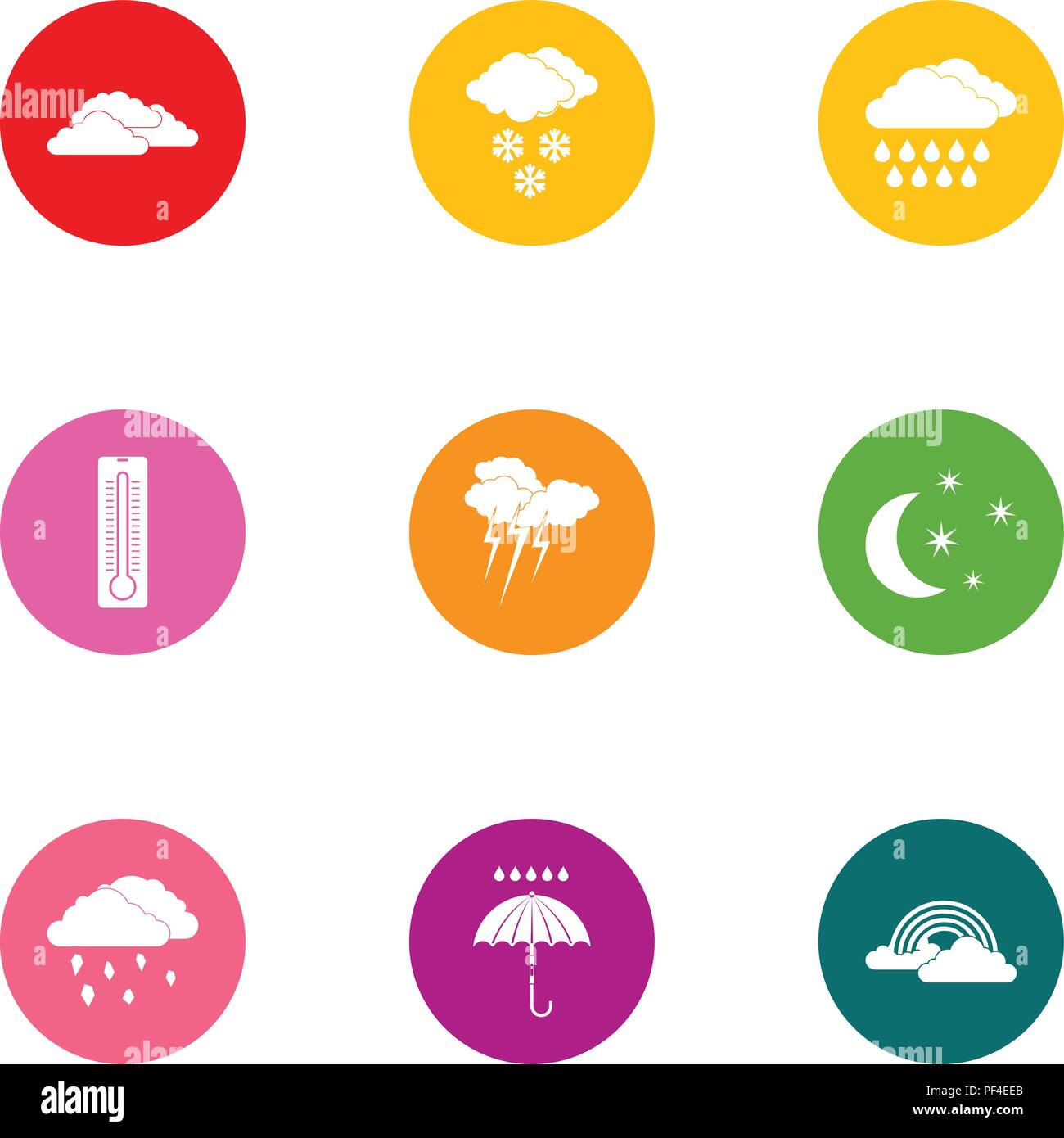 Meteorological conditions icons set, flat style Stock Vector Image ...