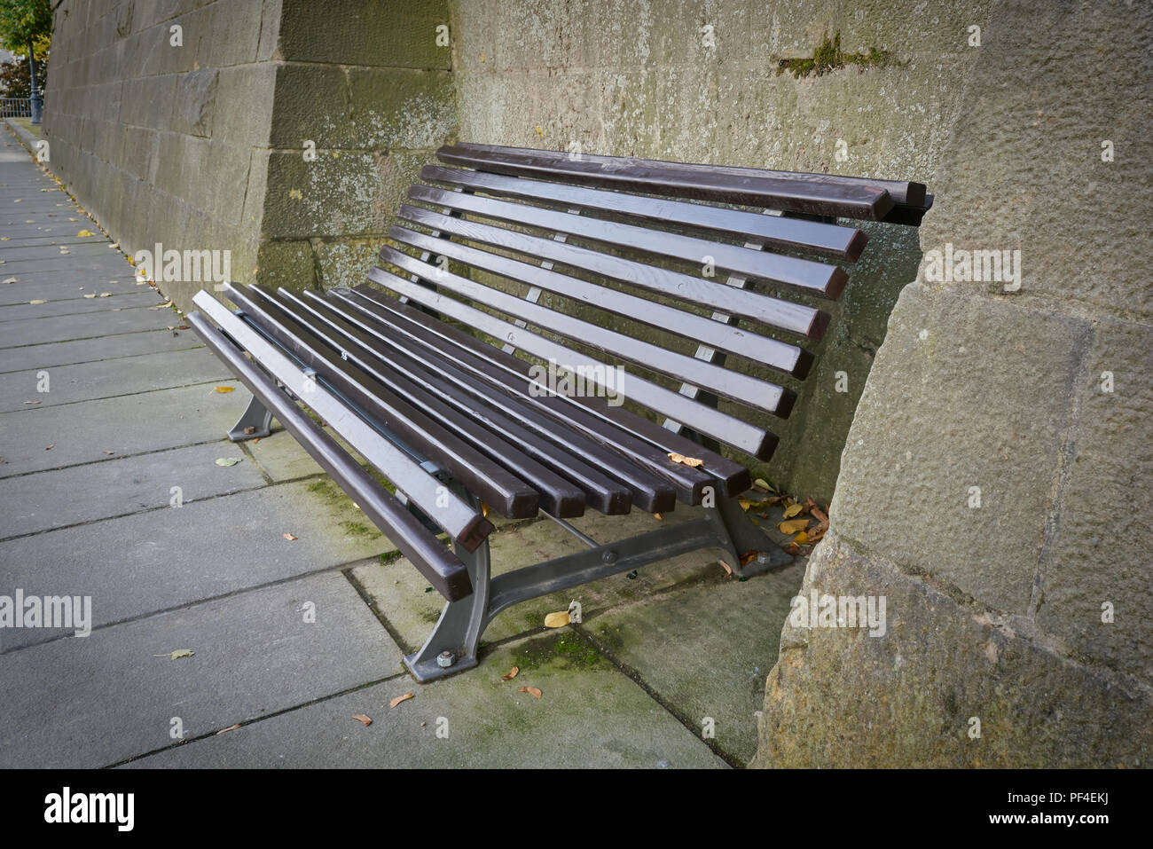 Bench at a footpath in Dresden Stock Photo - Alamy