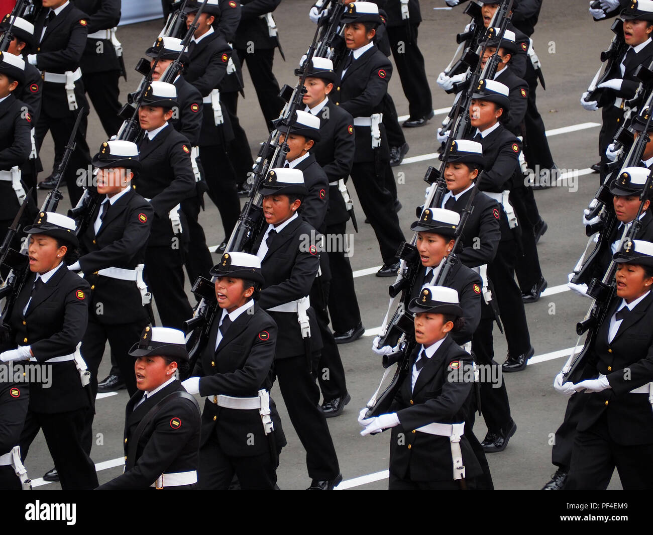 Navy women regiment marching on the traditional military parade for the ...