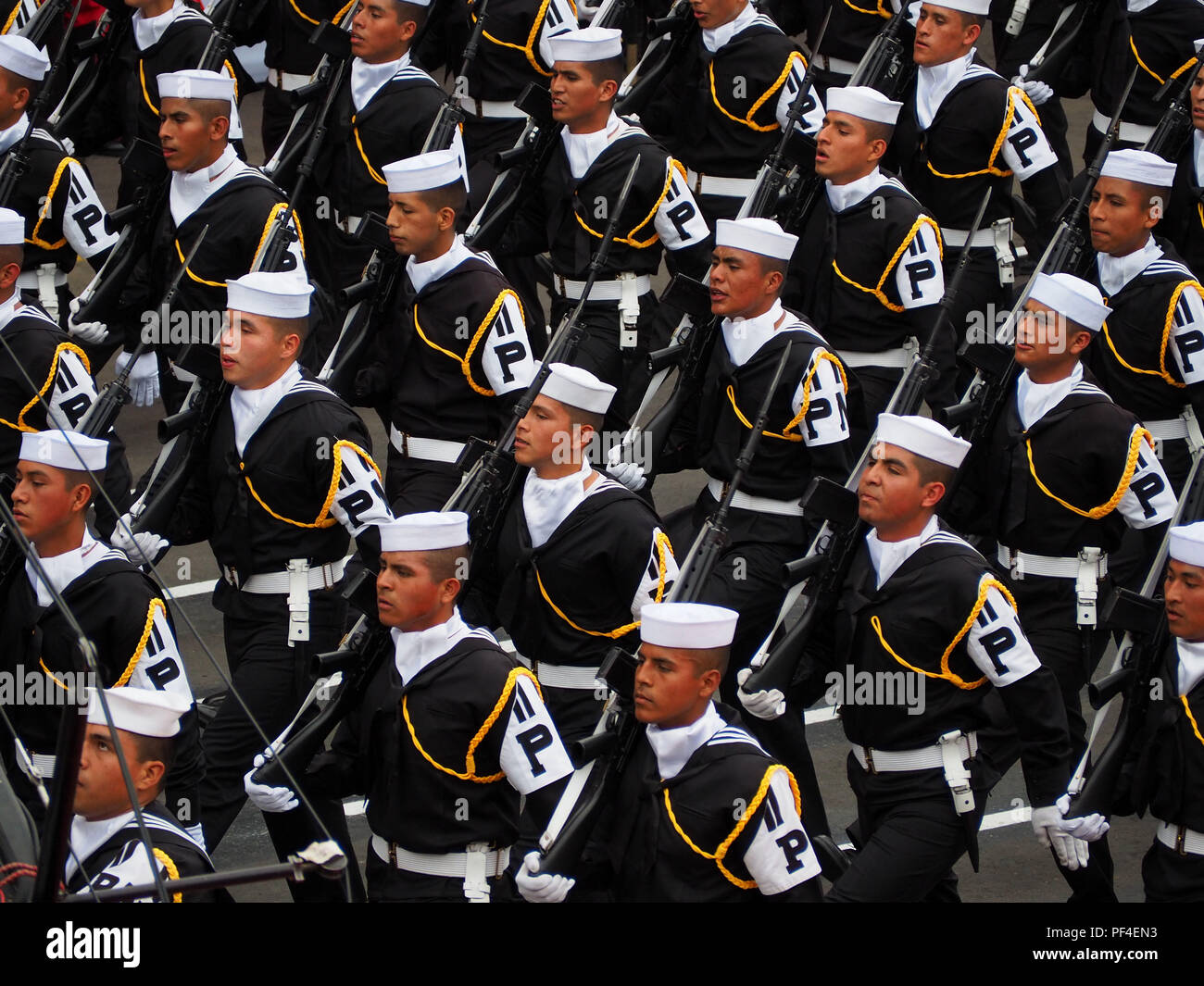 Navy police regiment marching on the traditional military parade for ...