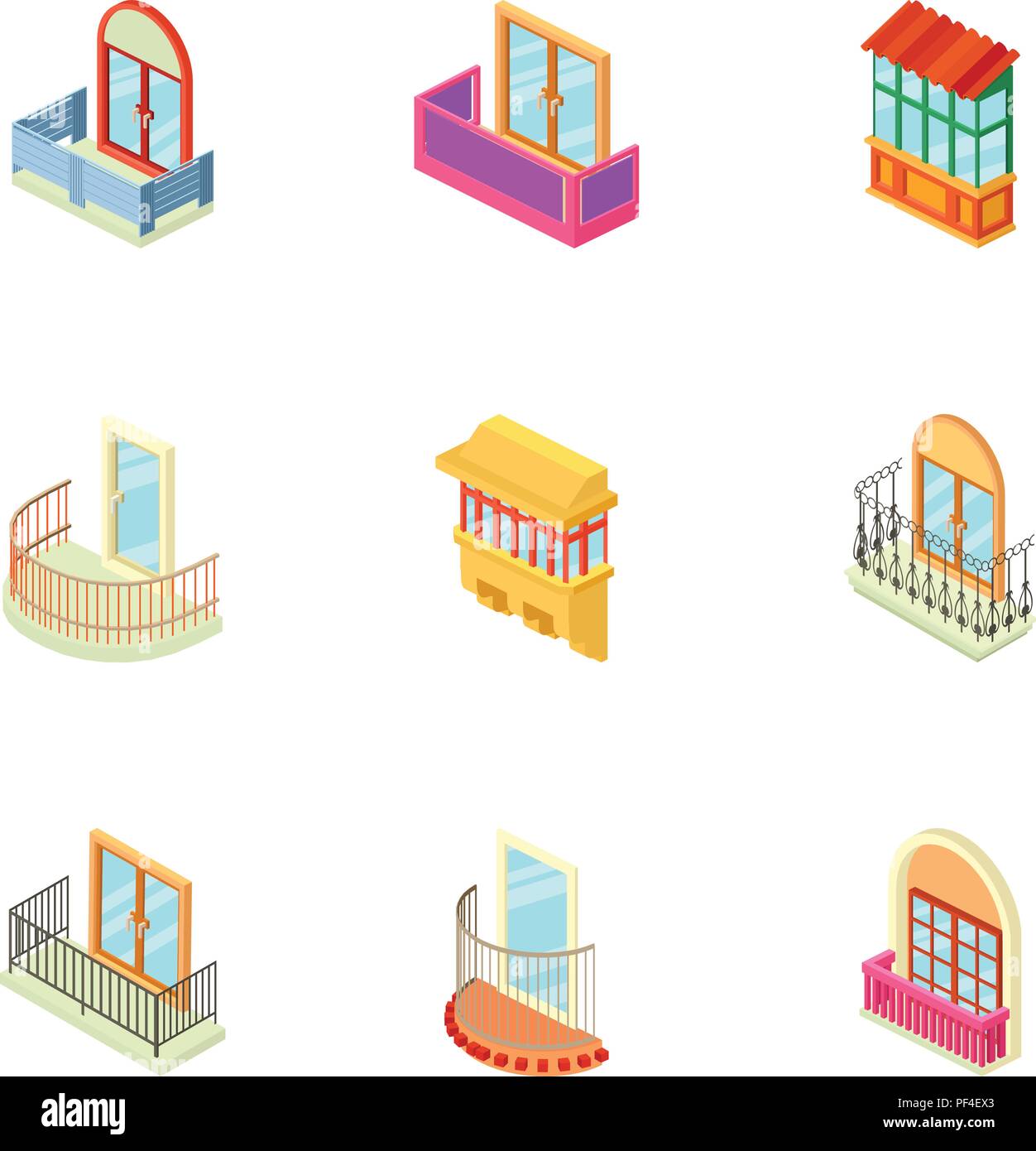 House window icons set, isometric style Stock Vector Image & Art - Alamy
