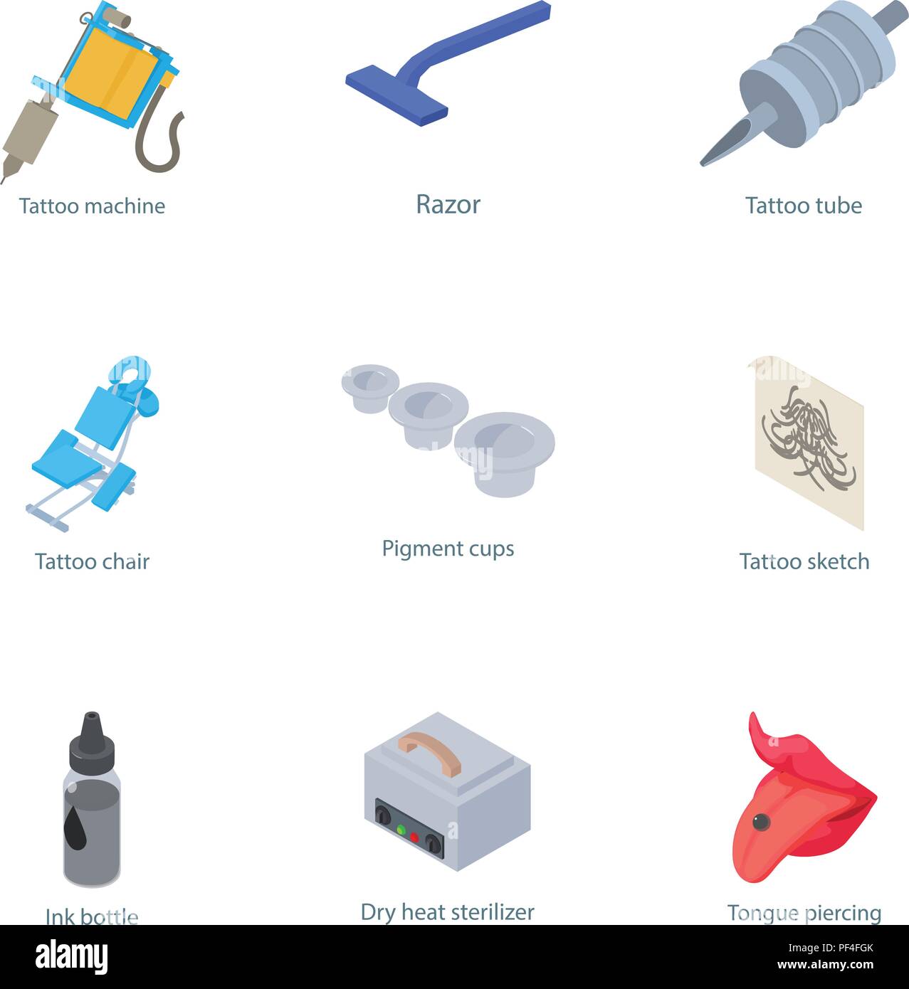 Tattoo way icons set, isometric style Stock Vector Image & Art - Alamy