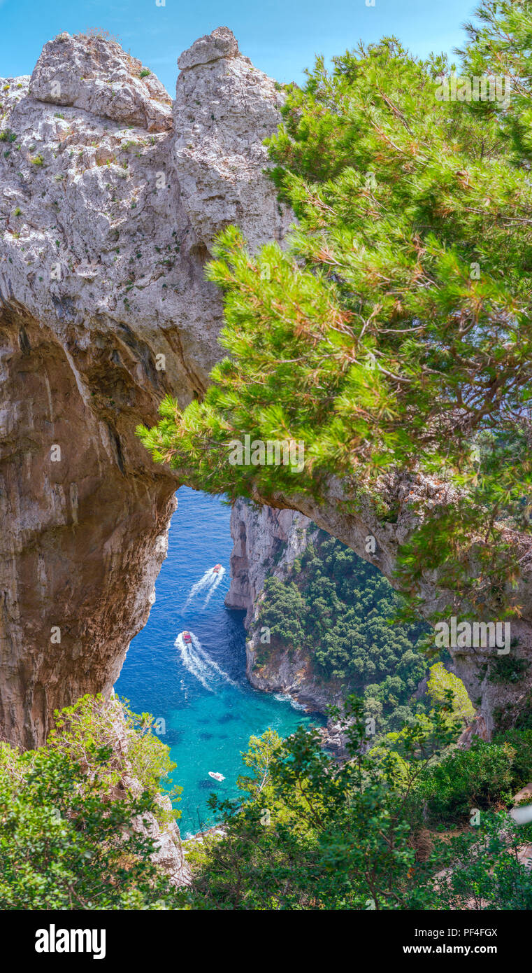 The Arco Naturale (Arch Natural) on Capri, Italy, as viewed from nearby ...