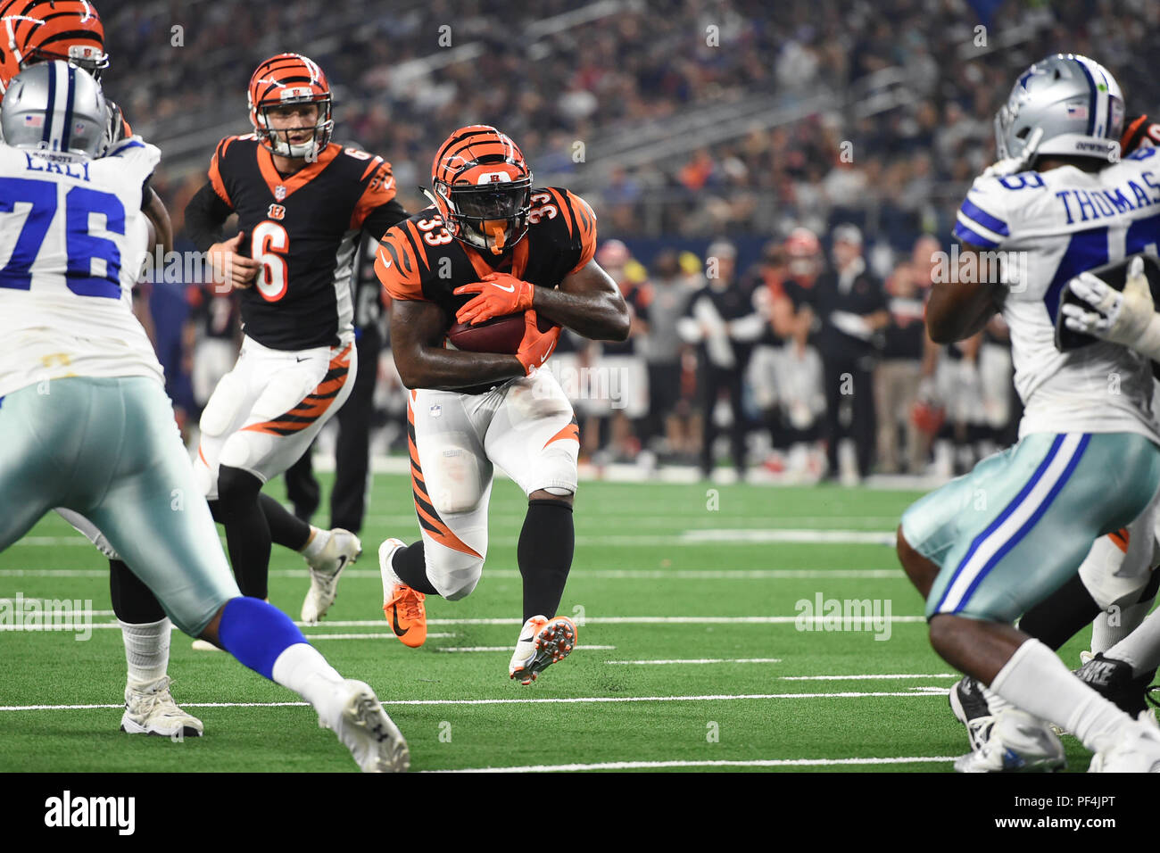 Texas, USA. 18 August 2018. Cincinnati Bengals running back Tra Carson ...