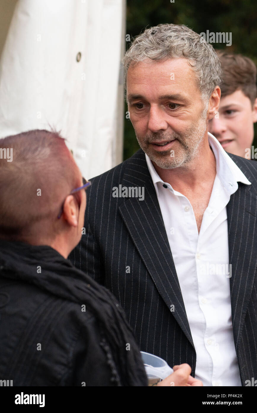 BAXTER DURY, MEETING FANS, SIGNING TENT, 2018: Baxter Dury has fun with ...