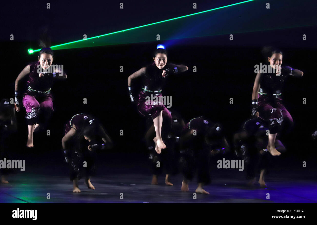 Yokohama, Japan. 17th Aug, 2018. Dance team members of the Doshisha ...