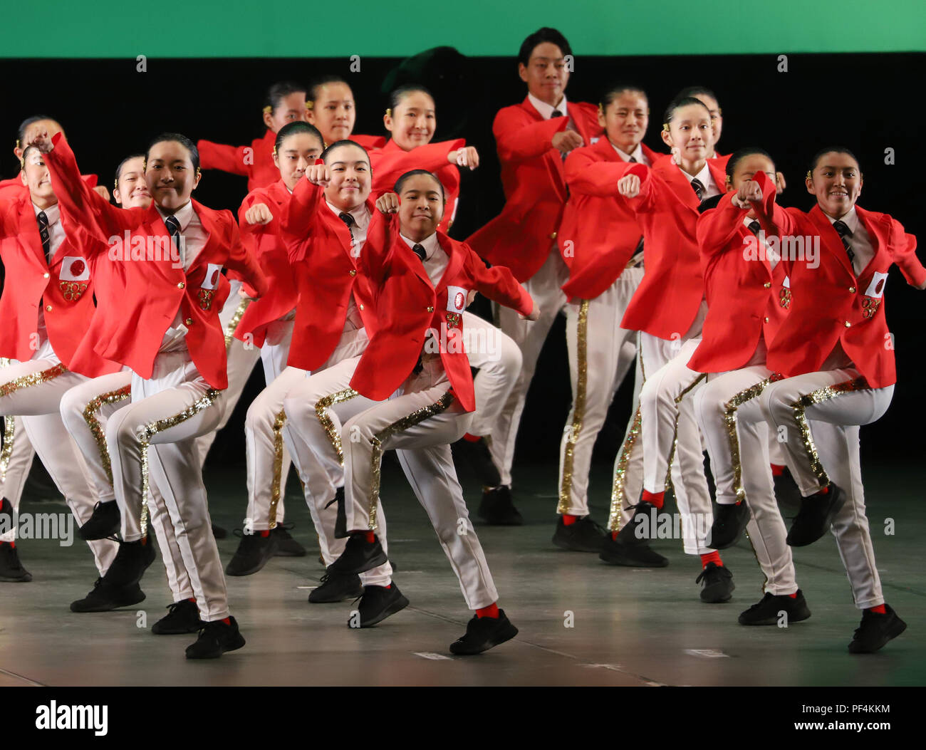 Yokohama, Japan. 17th Aug, 2018. Dance team members of the Nittaidai ...