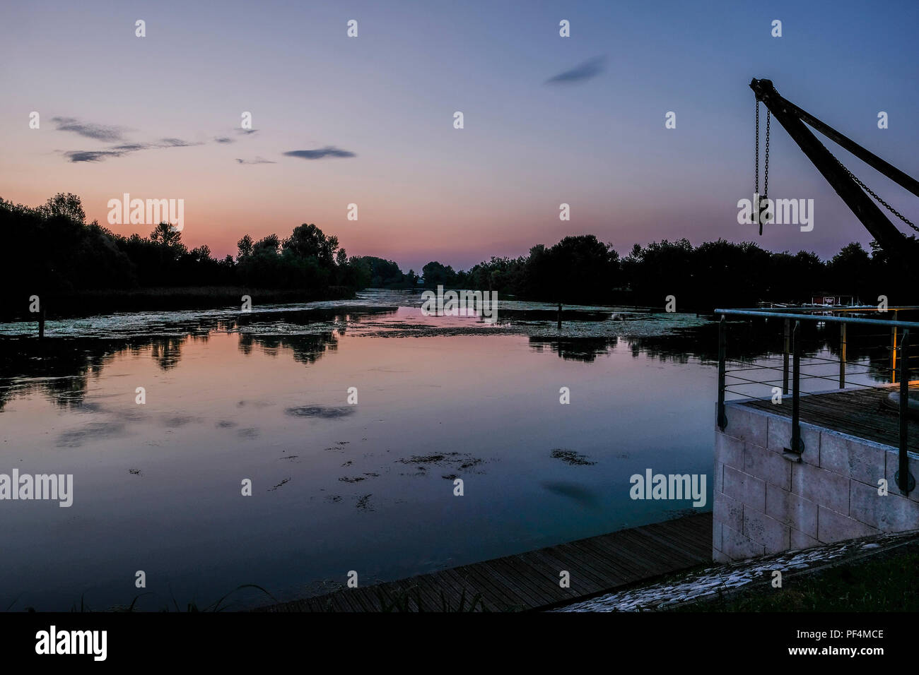 Treviso, Italy. 19 August 2018. the sunrise in Casier, small town near ...