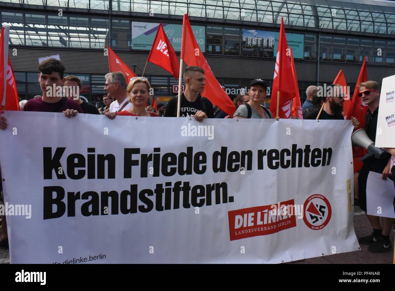 Berlin, Germany. 18th Aug, 2018. Counter-protests take place in Berlin ...