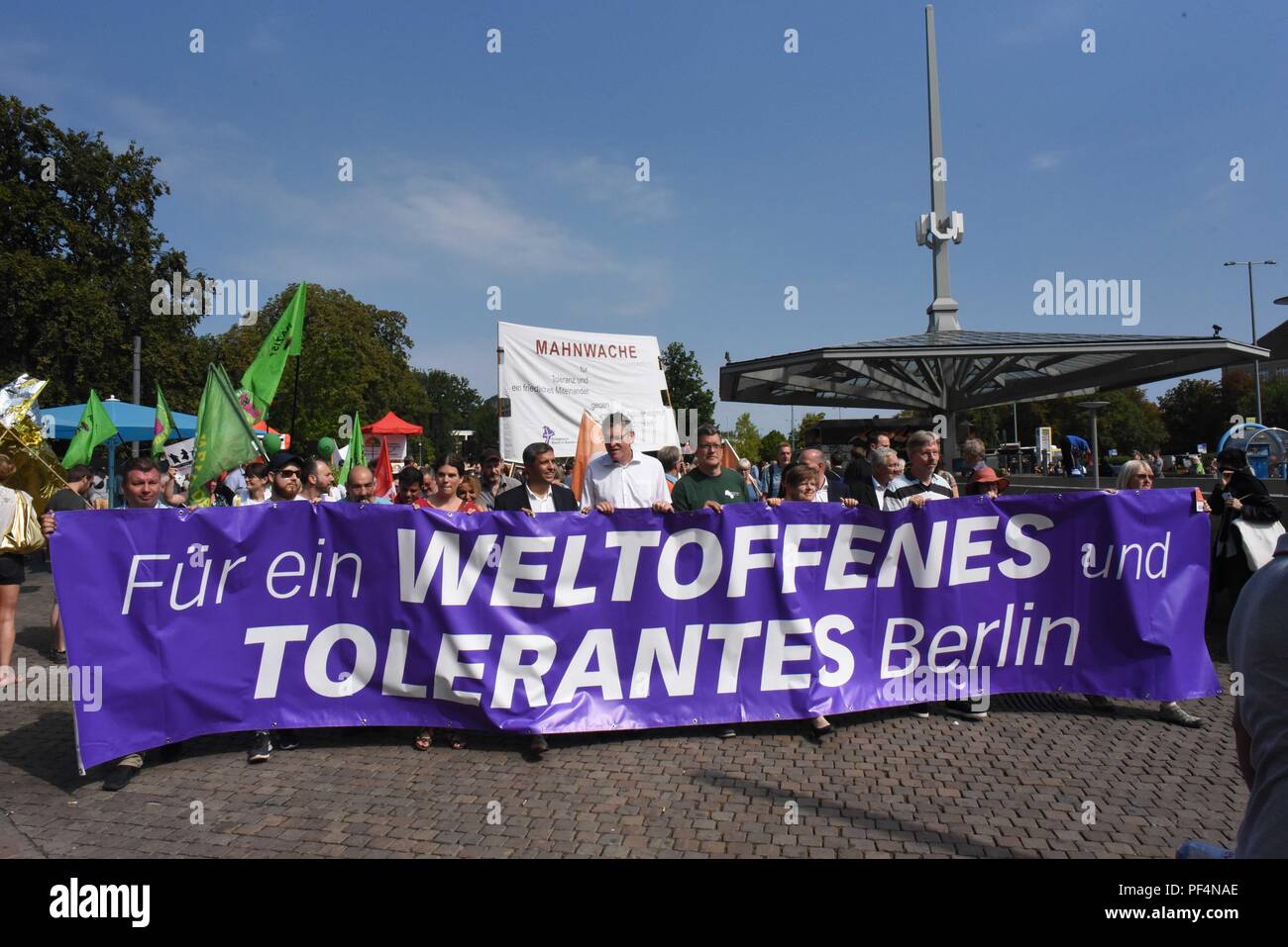 Berlin, Germany. 18th Aug, 2018. Counter-protests take place in Berlin ...
