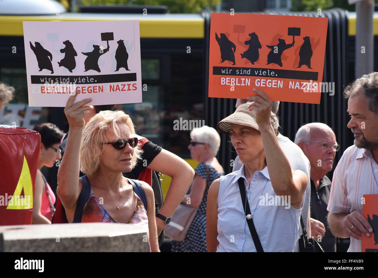 Berlin, Germany. 18th Aug, 2018. Counter-protests take place in Berlin ...