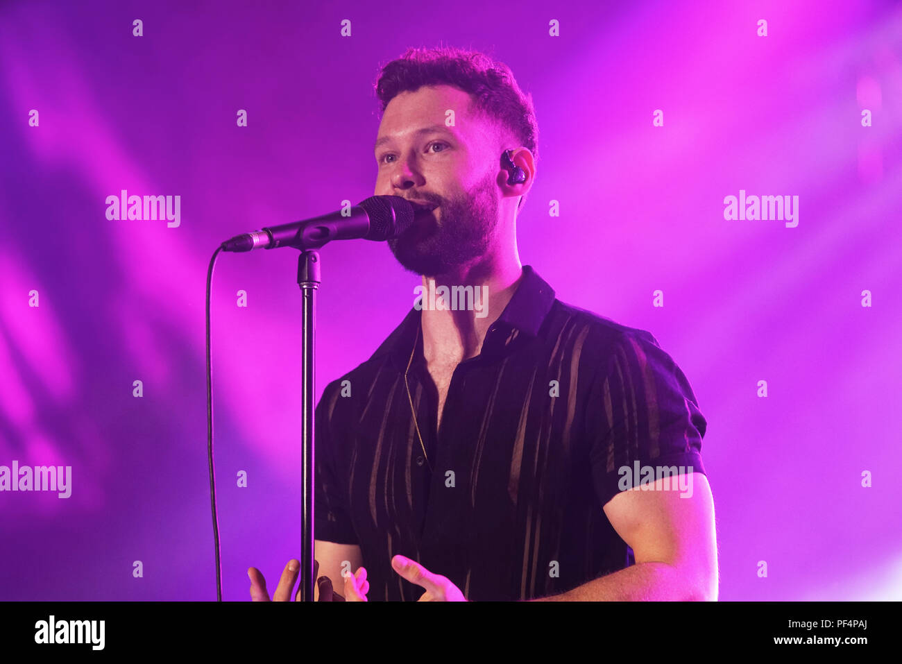 Montreal, Canada,18 August 2018. British singer Calum Scott sing at the ...