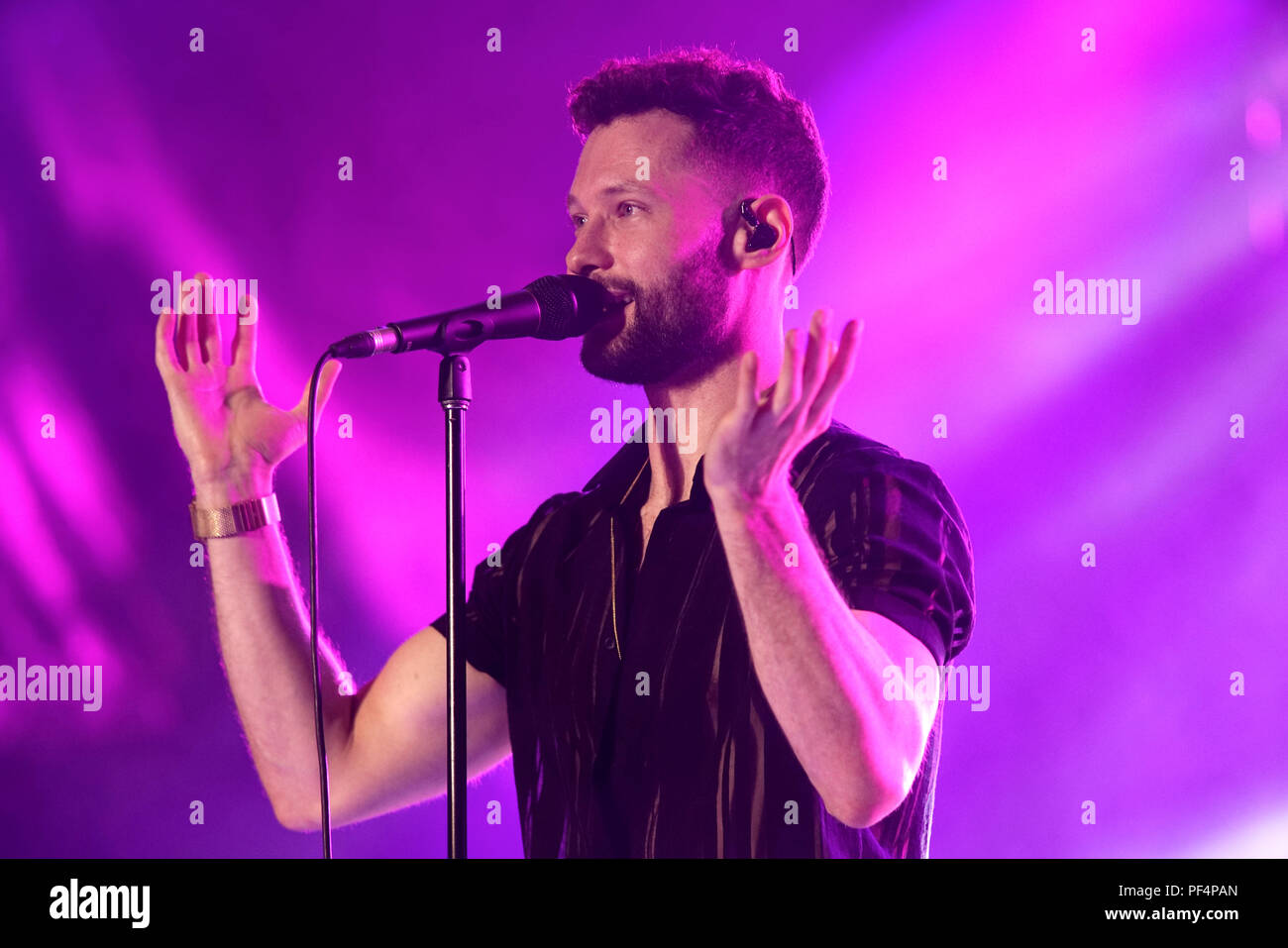 Montreal, Canada. 18 August 2018. British singer Calum Scott sing at ...