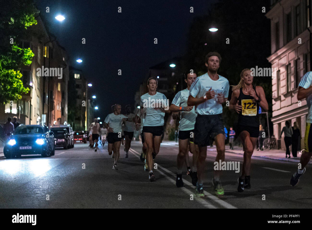 Stockholm, Sweden. 18 August 2018. Midnight run at the streets of ...