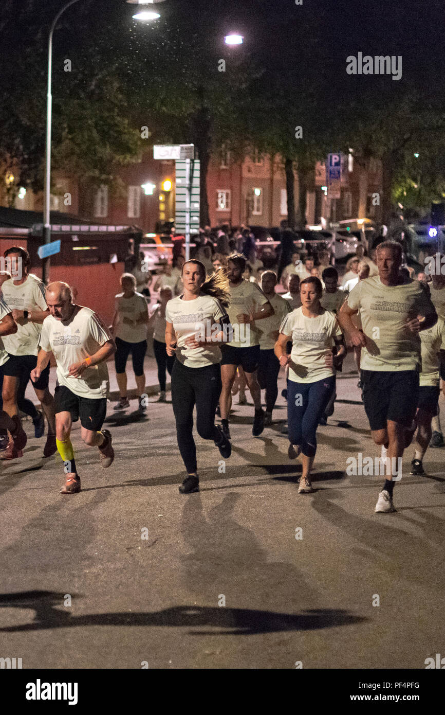 Stockholm, Sweden. 18 August 2018. Midnight run at the streets of ...