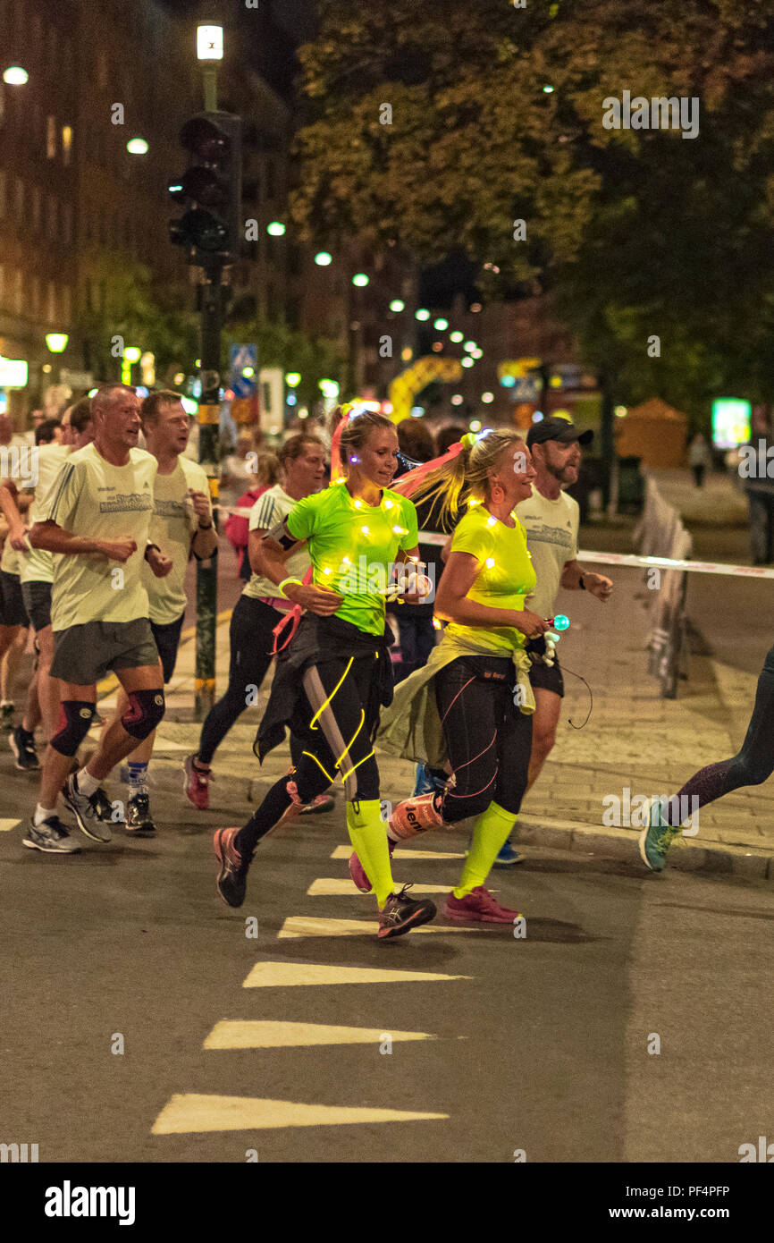 Stockholm, Sweden. 18 August 2018. Midnight run at the streets of ...