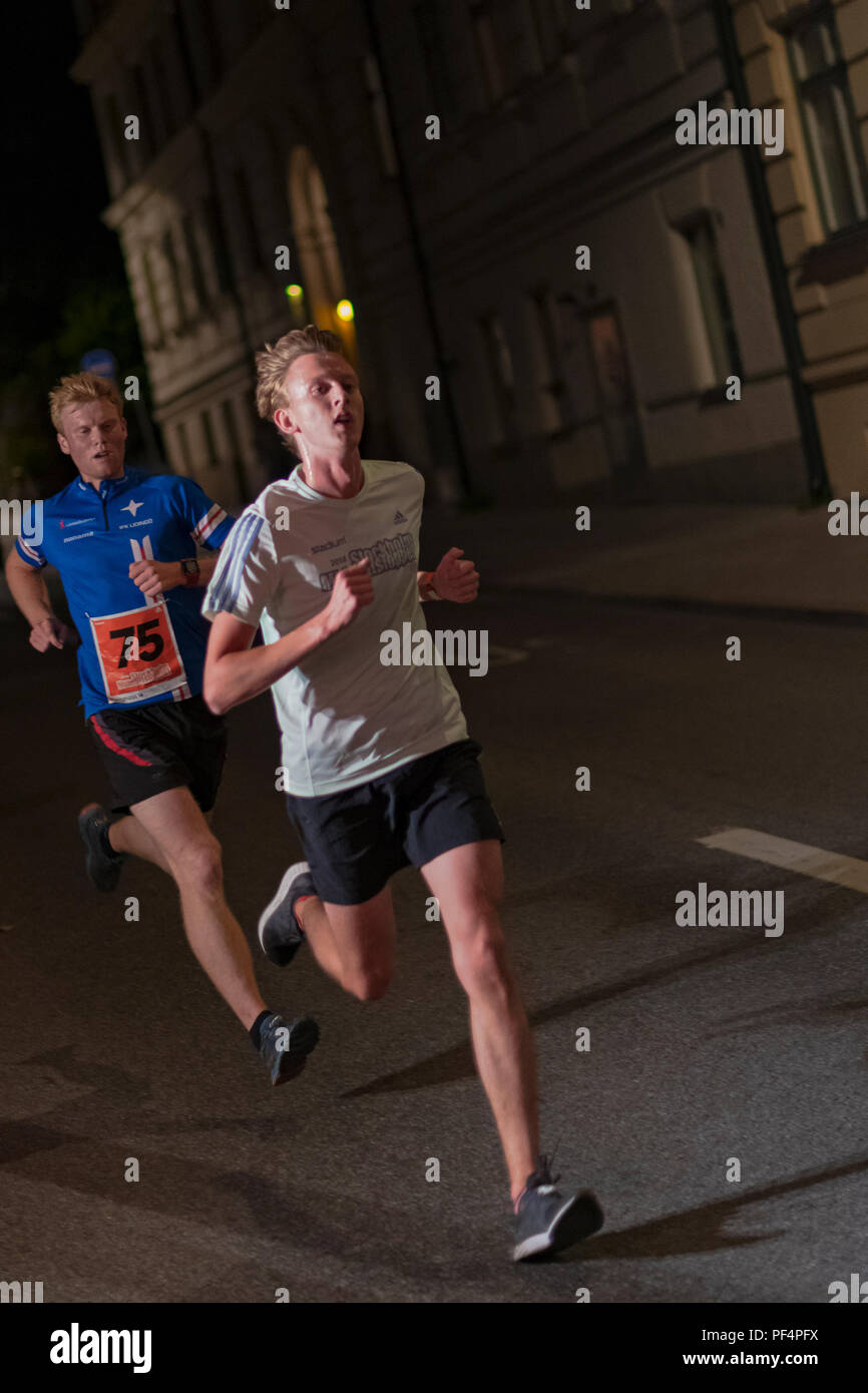 Stockholm, Sweden. 18 August 2018. Midnight run at the streets of ...
