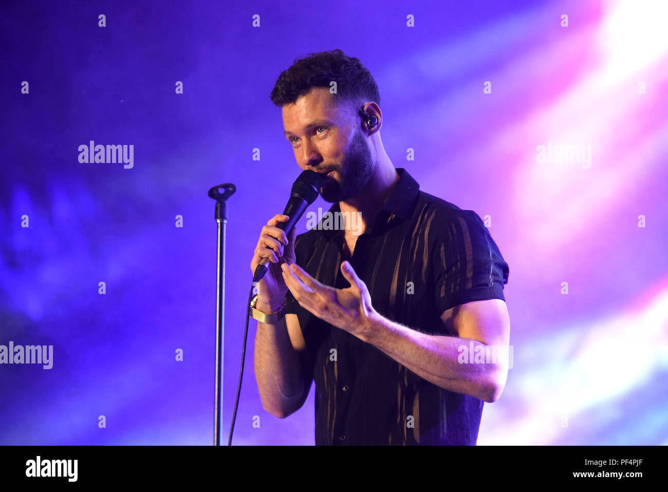 Montreal, Canada. 18 August 2018. British singer Calum Scott singing at ...