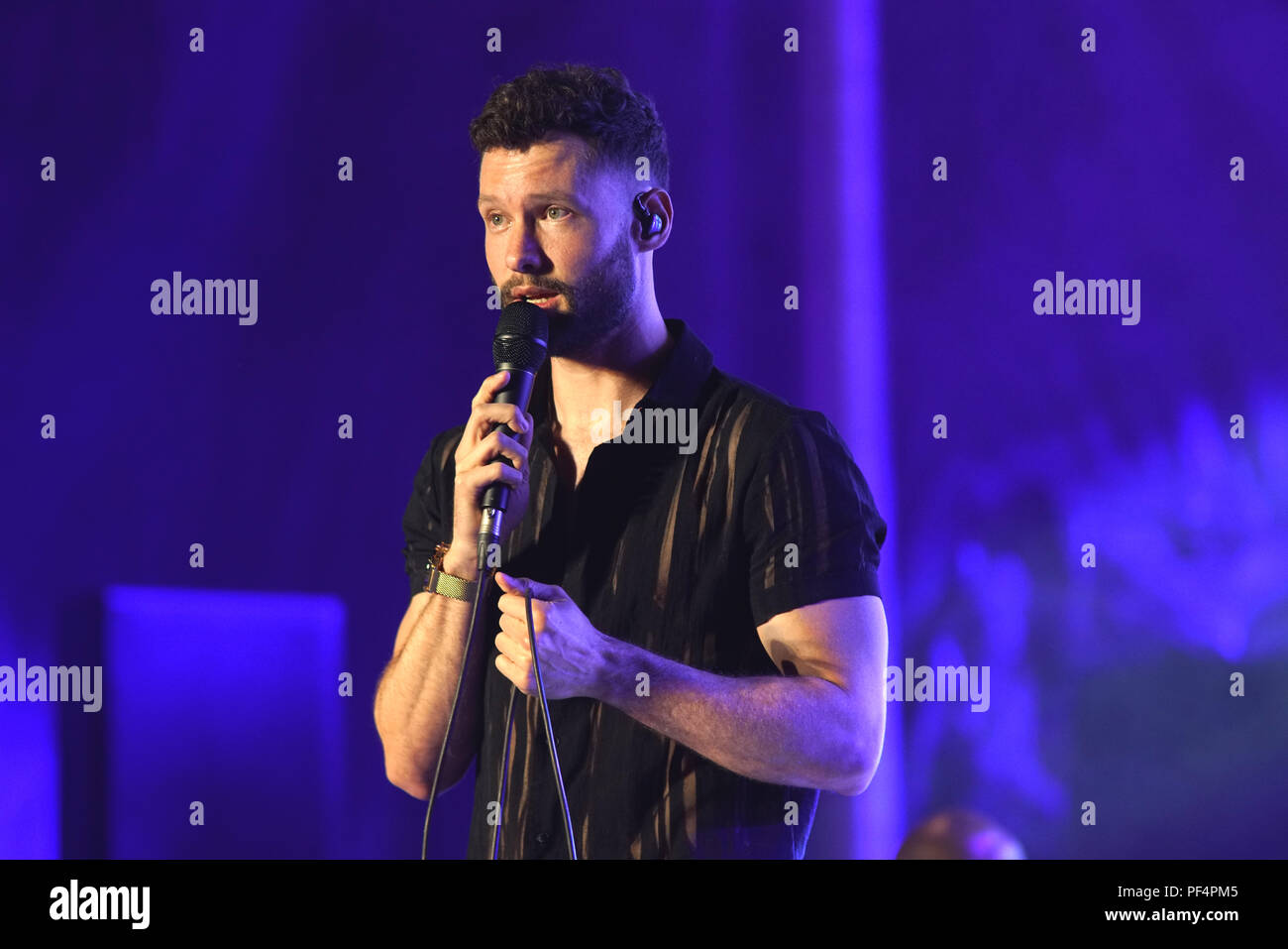 Montreal, Canada. 18 August 2018. British singer Calum Scott singing at ...