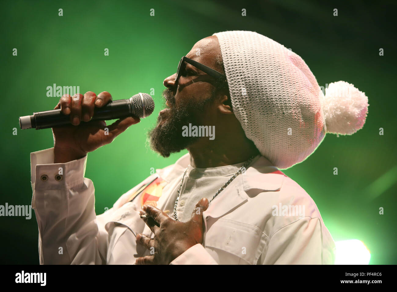 Aschaffenburg, Germany. 18th Aug, 2018. Jamaican reggae singer Andrew ...