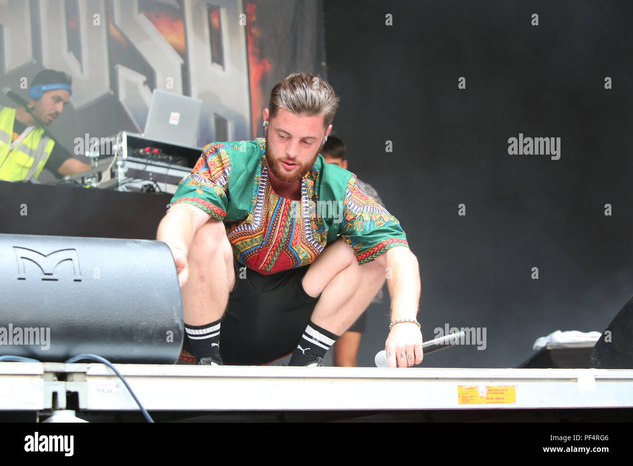 Aschaffenburg, Germany. 18th Aug, 2018. German rapper Bausa performs on ...