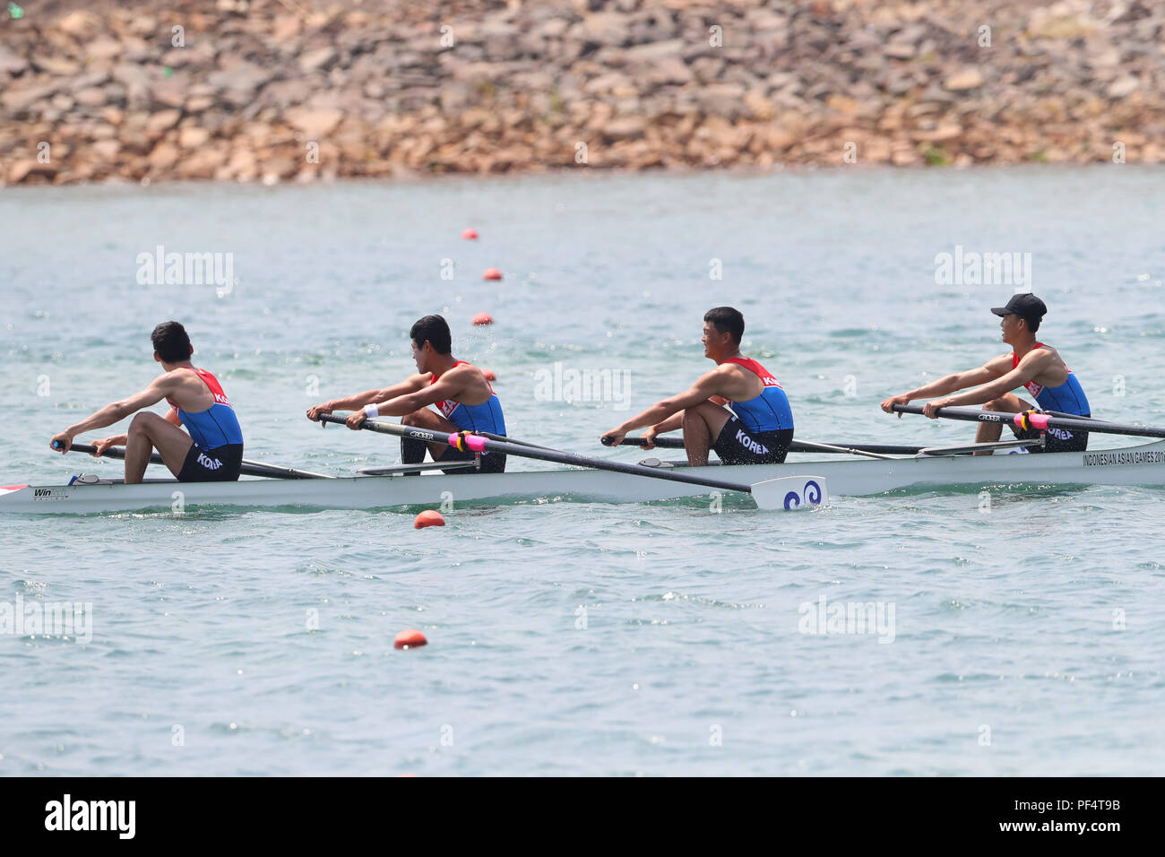 Palembang, Indonesia. 19th Aug, 2018. Unified Korea team group Rowing ...