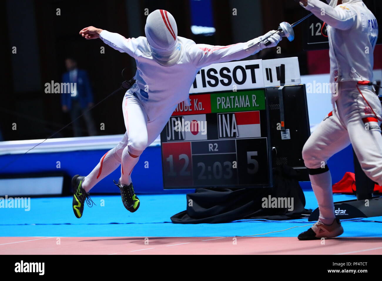 Jakarta, Indonesia. 19th Aug, 2018. Kazuyasu Minobe (JPN) Fencing : Men ...