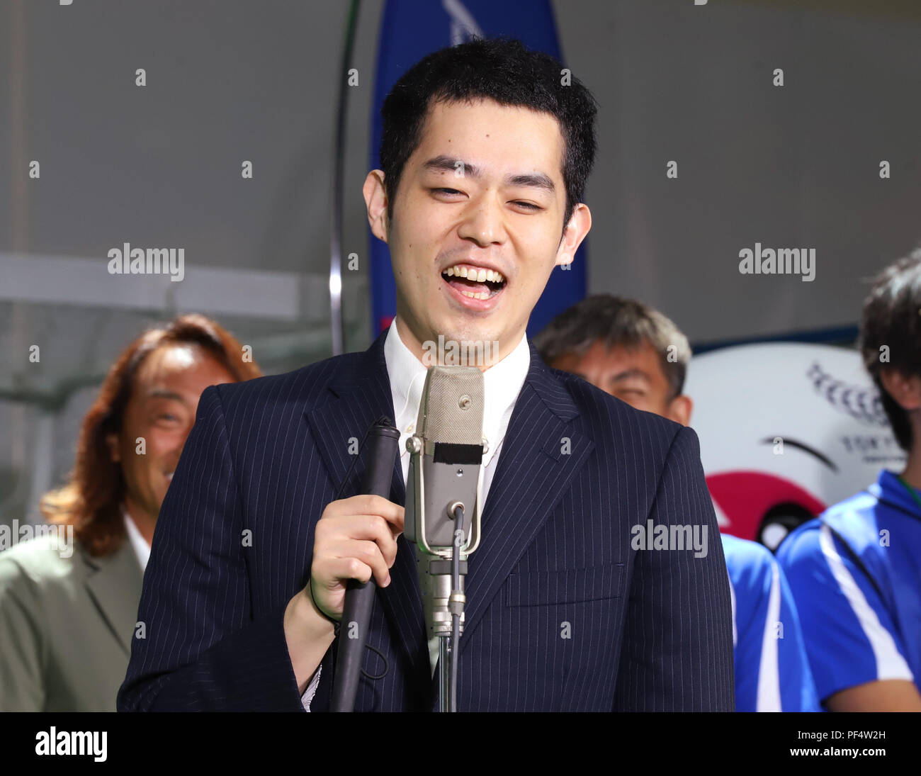 Tokyo, Japan. 19th Aug, 2018. Japanese blind comedian Yutaro Hamada ...