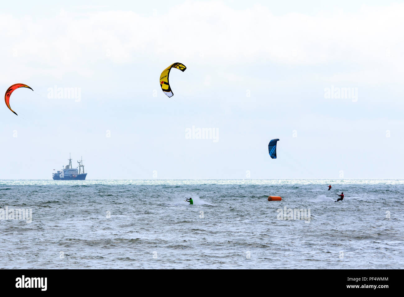 National freestyle Kiteboarding Championships at Ramsgate. Three people ...