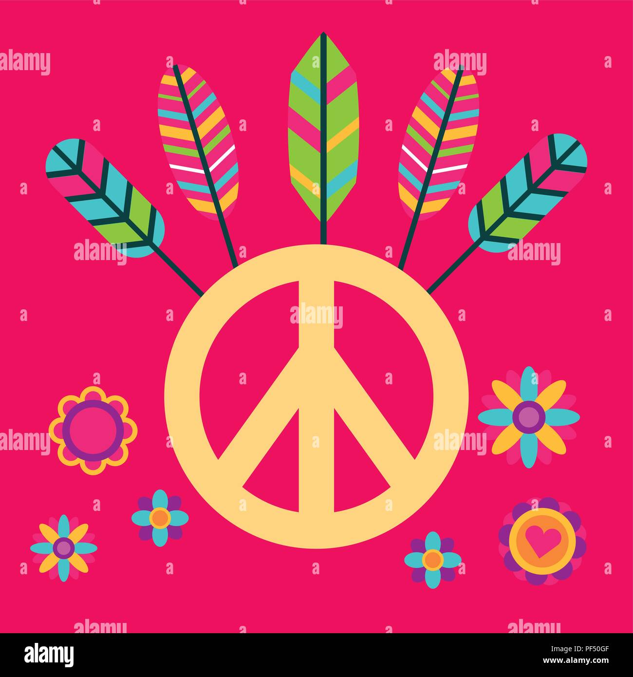 peace and love sign with colored feathers Stock Vector Image & Art - Alamy