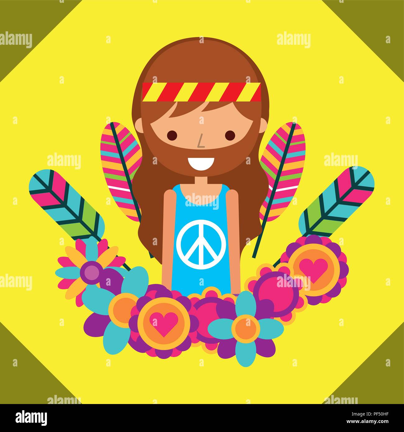 Peace love woman flowers Stock Vector Images - Alamy