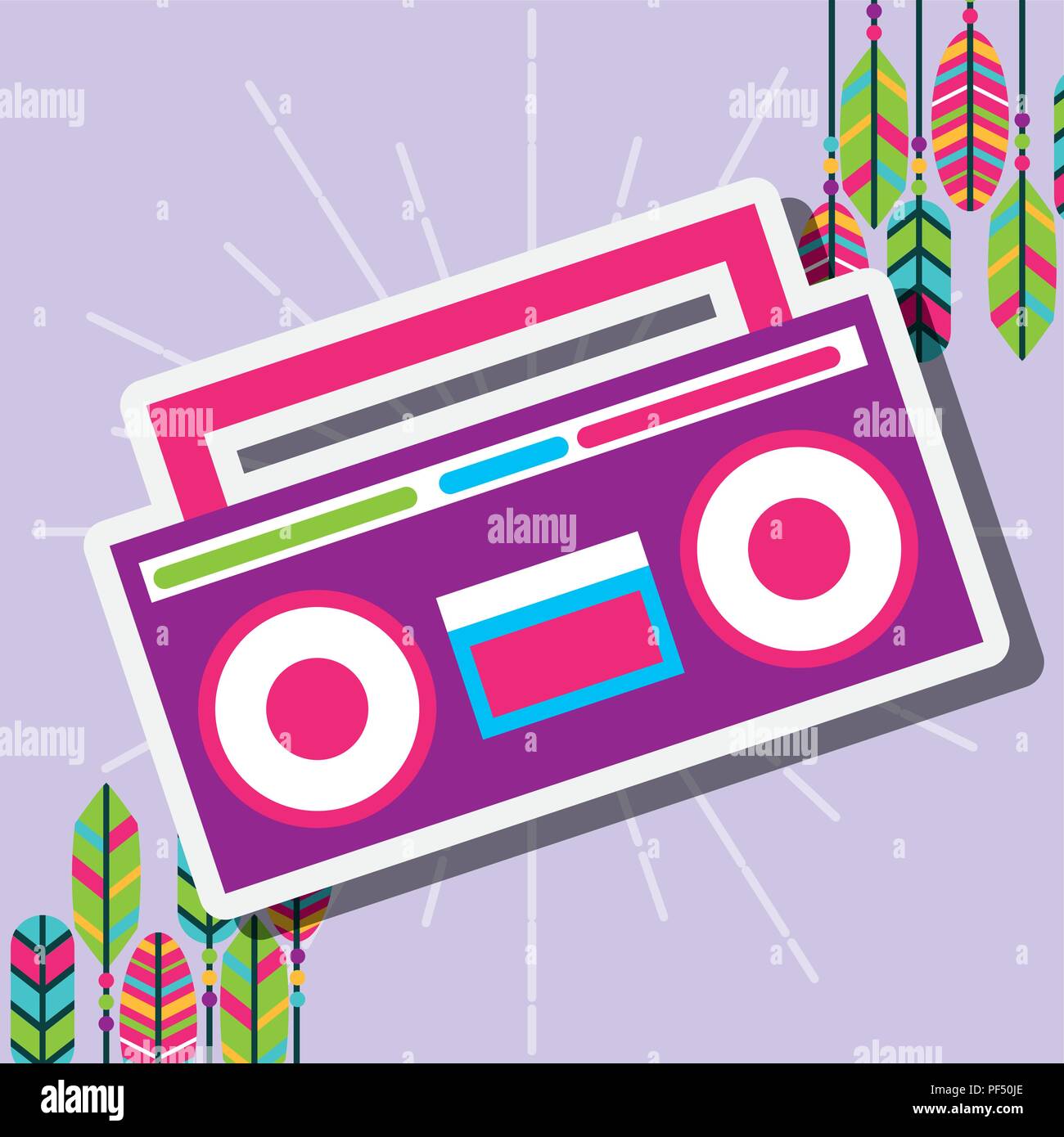 pink radio stereo retro feathers free spirit Stock Vector Image & Art ...